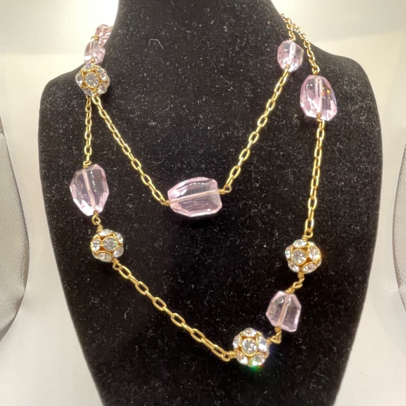 J. Crew | Jewelry | J Crew Gold Tone Pink Crystal Disco Ball Stations ...